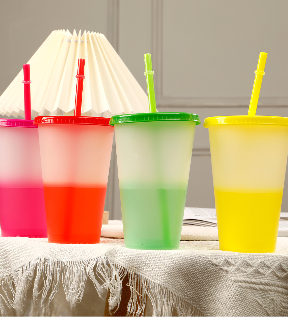 20007 厂家直销480ml吸管创意塑料变色杯 感温吸管塑料变色杯-阿里巴巴