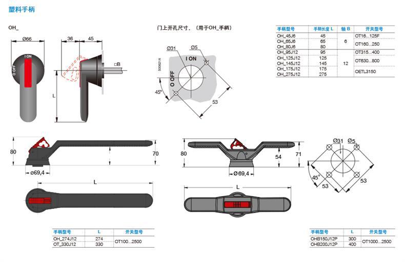 ABB隔离开关旋转手柄 柜门安装手柄OHB95J12 OHB145J12 OHB45J6-阿里巴巴