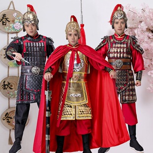 古装盔甲男古代将军士兵小兵服小将服装将士服装舞台演出服装戏服 阿里巴巴