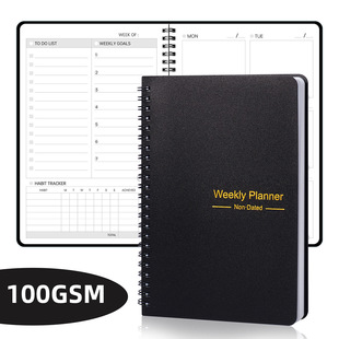 TEMU爆款英语52周自填式计划本Weekly Planner线圈本A5笔记本现货-阿里巴巴