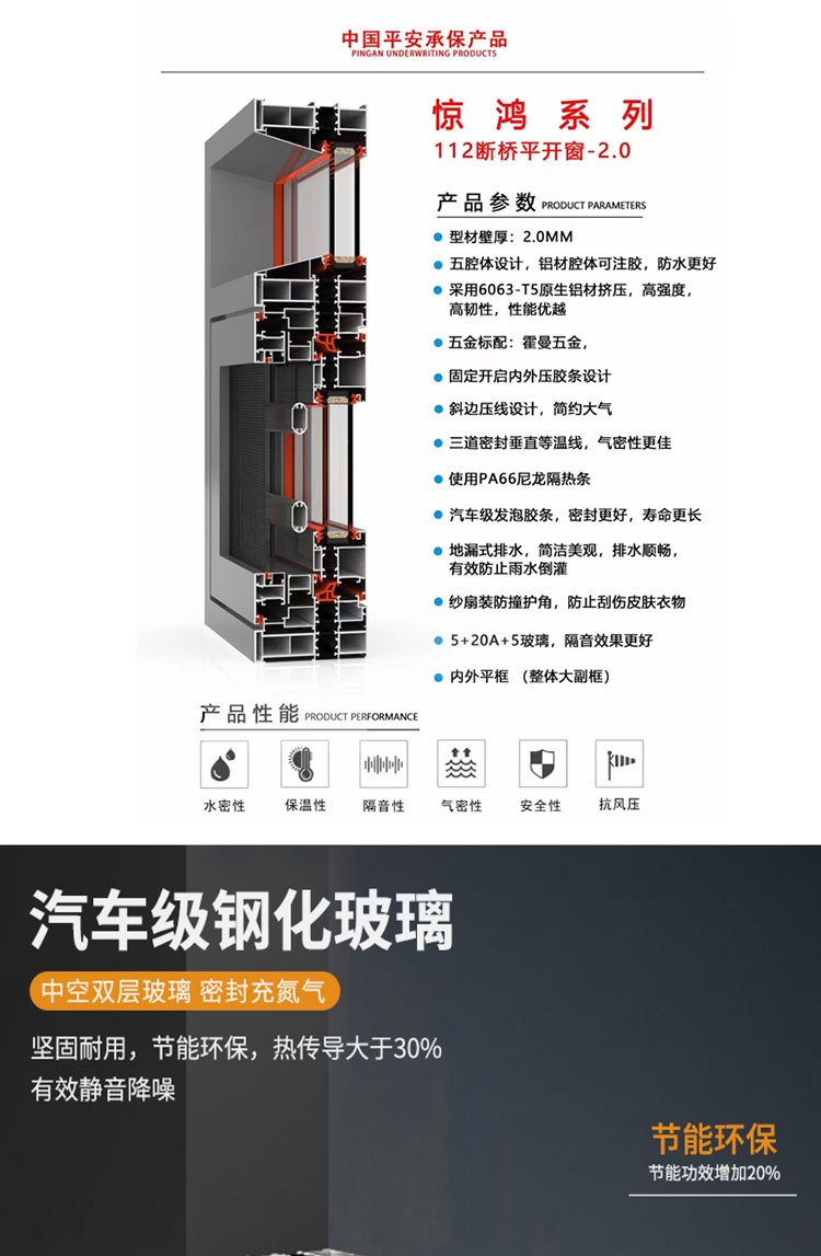 112系列断桥铝合金门窗系统窗别墅封窗隔音落地平开窗封阳台窗户-阿里巴巴