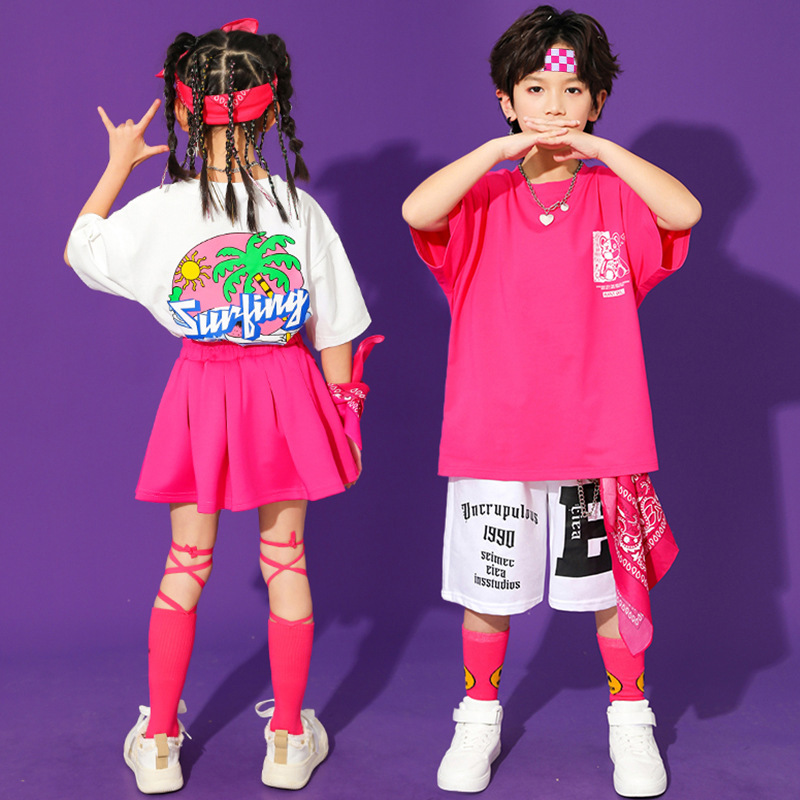 Pink hiphop dance costumes for Girls rapper singers children school ...