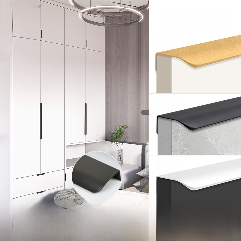 Curved Non-perforated Invisible Handle Cabinet Door Handle Wardrobe ...