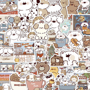 50张卡通可爱miiiiichan动物手账贴纸文具行李箱笔记贴画可DIY-阿里巴巴