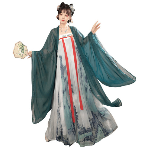 Original hanfu chest female in huai tang system large green sleeve ...