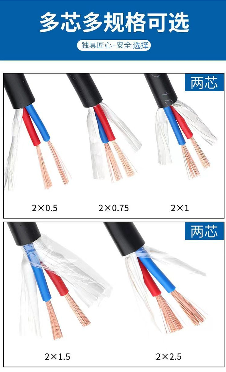 ZR/ZC-RVV多芯软电线电缆ZR-RVV2芯3芯纯铜阻燃电源线护套线信号-阿里巴巴