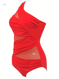 Women Summer Bathing Suit One Piece Solid Color Sleeves-阿里巴巴