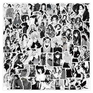 103张黑白动漫鬼灭之刃涂鸦周边创意笔记本行李箱贴纸装饰防水贴-阿里巴巴