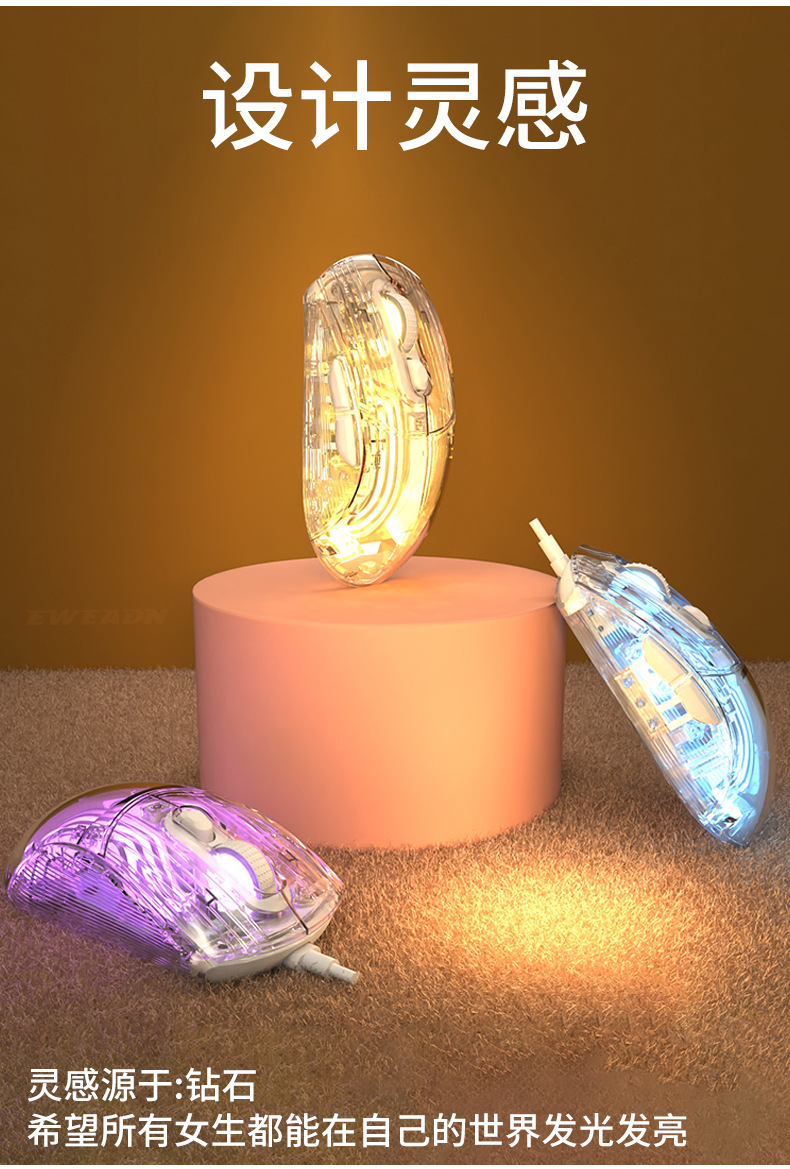 前行者Q8透明鼠标有线蓝牙三模机械静音游戏电竞编程电脑办公跨境-阿里巴巴