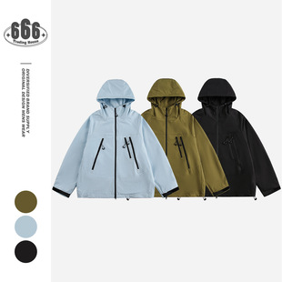 KUOMI春秋季机能风户外防水防风夹克男女宽松连帽冲锋衣外套JK107-阿里巴巴