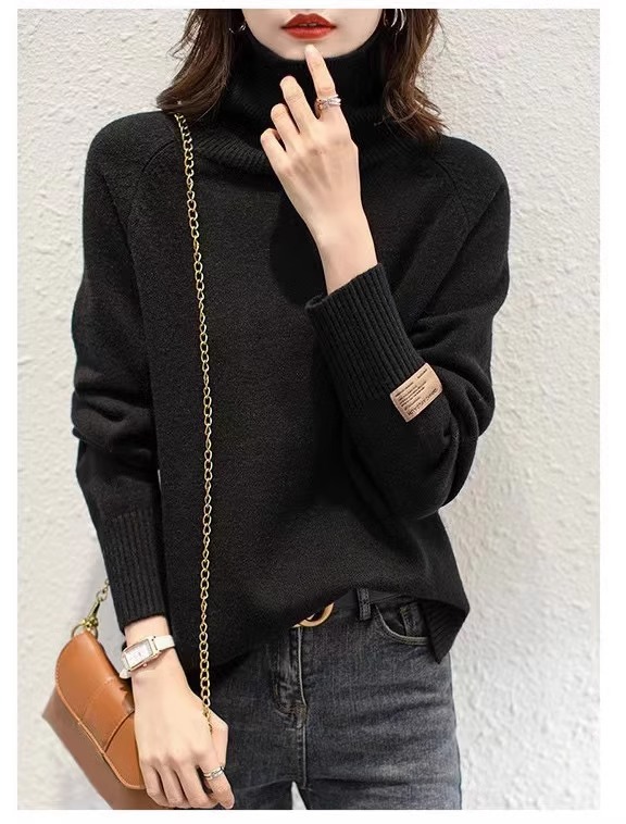 新年红长袖针织打底衫秋冬气质慵懒百搭加厚套头高领针织衫毛衣女-阿里巴巴