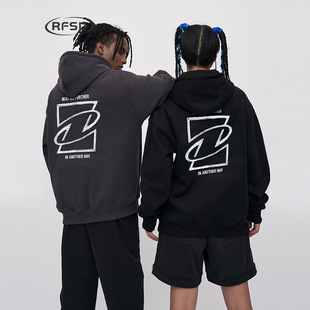 RFSD男装|2023秋冬新款街头潮牌380g加绒印花连帽卫衣宽松上衣男-阿里巴巴