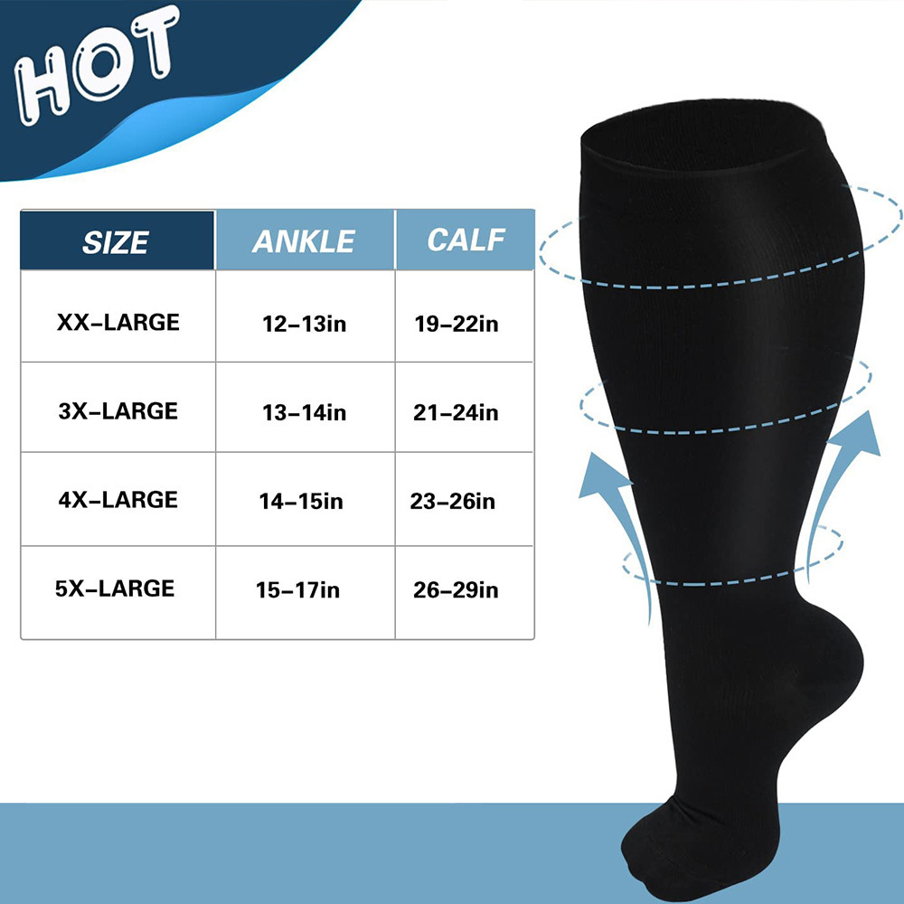 amazon plus size compression stockings plus-sized fat calf socks solid ...