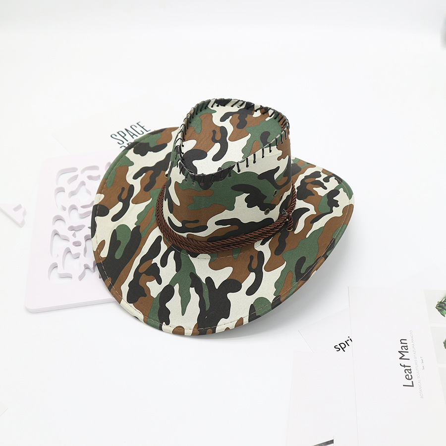 夏季户外西部牛仔帽爵士帽旅游迷彩帽子遮阳防晒男帽出游景区批发-阿里巴巴