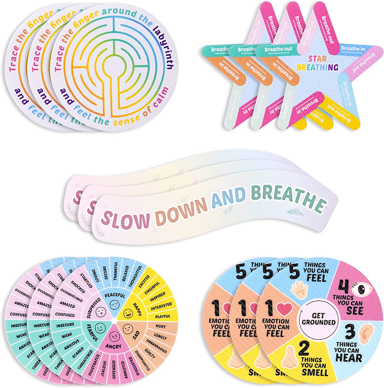 5-Piece Set of Stress-Reducing Student Anxiety Sensory Stickers ...