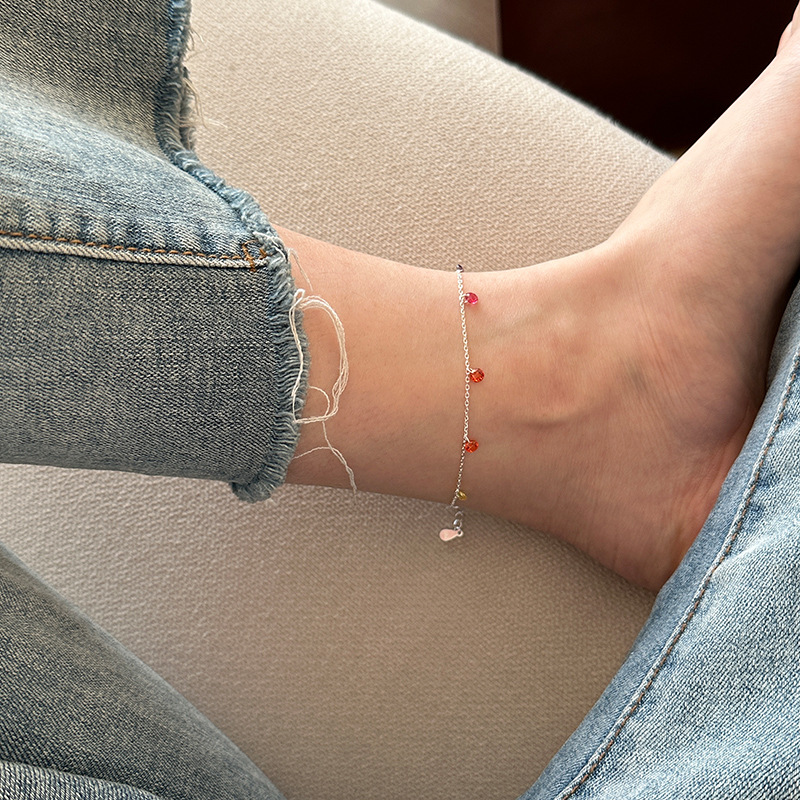 Color zircon anklet 925 sterling silver spring and summer original ...