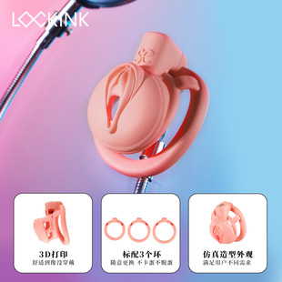 lockink萨蔓达男用伪娘3D蜜蝶贞操锁仿阴部禁欲阴茎锁成人情趣用-阿里巴巴