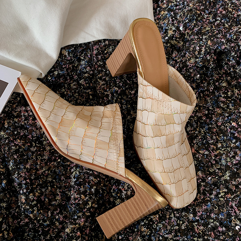 CHIKO Xaviera Square Toe Chunky Heels Clogs/Mules Shoes