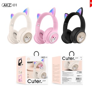 新款AKZ-01萌系猫耳朵发光无线头戴式蓝牙耳机炫彩太空舱耳麦跨境-阿里巴巴