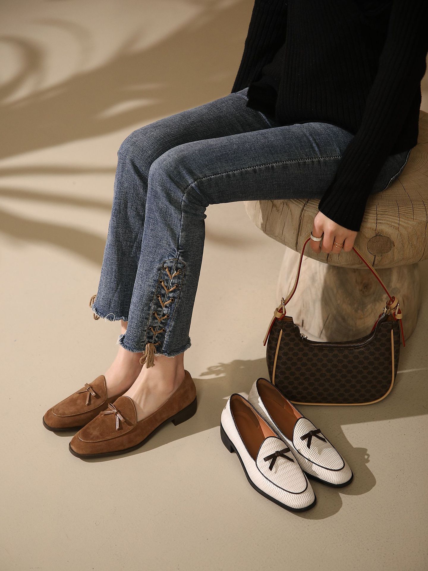 CHIKO Anahi Square Toe Block Heels Loafers Shoes