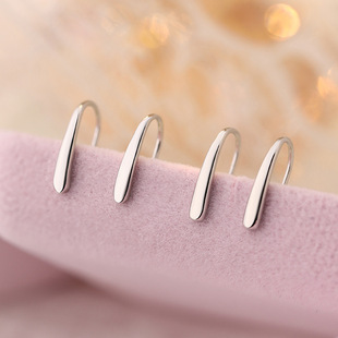 乾佳S925纯银S999足银几何弯钩耳钉精致几何极简风温柔耳饰代发-阿里巴巴