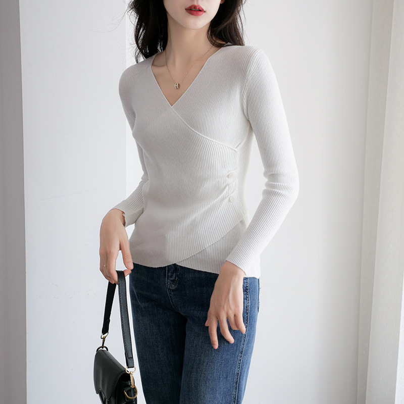 Elegant V-neck thin sweater women's autumn and winter New Women's inner ...