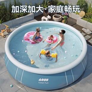 圆形夹网充气游泳池儿童泳池亲子戏水池户外顶圈加厚充气泳池-阿里巴巴