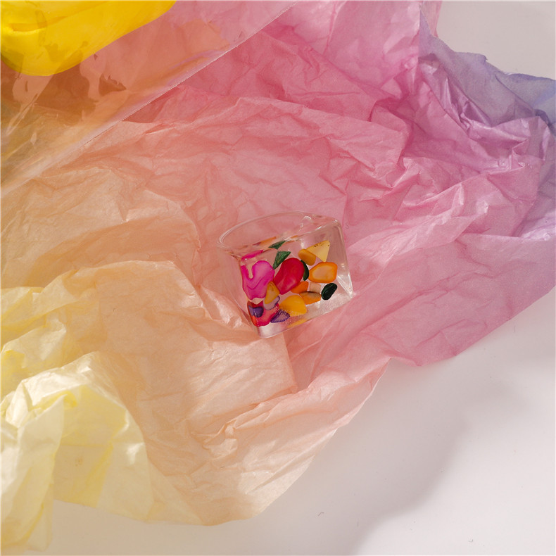 Wholesale korean resin transparent fruit square ring - Nihaojewelry