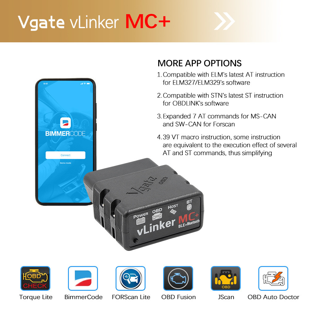 OBD2 VLINKER MC+ V2.2版本 BLE 4.0蓝牙汽车诊断仪 支-阿里巴巴