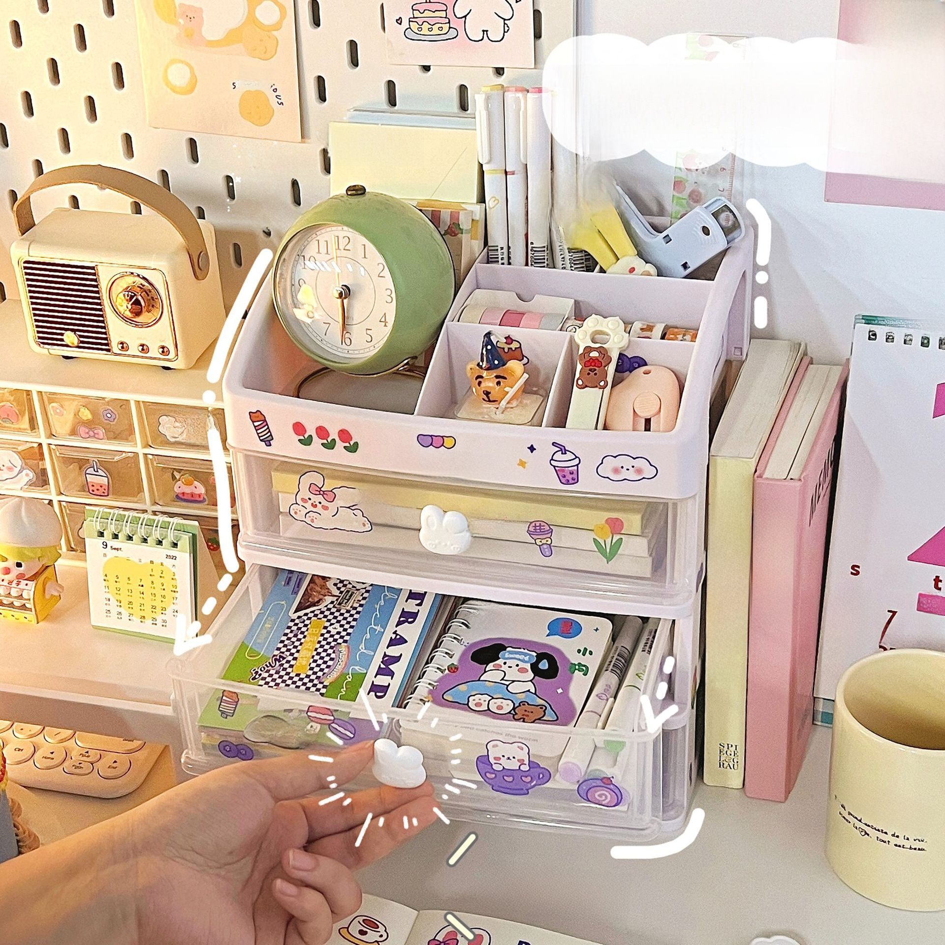 Stationery Journal student desktop storage box drawer-type organizing ...