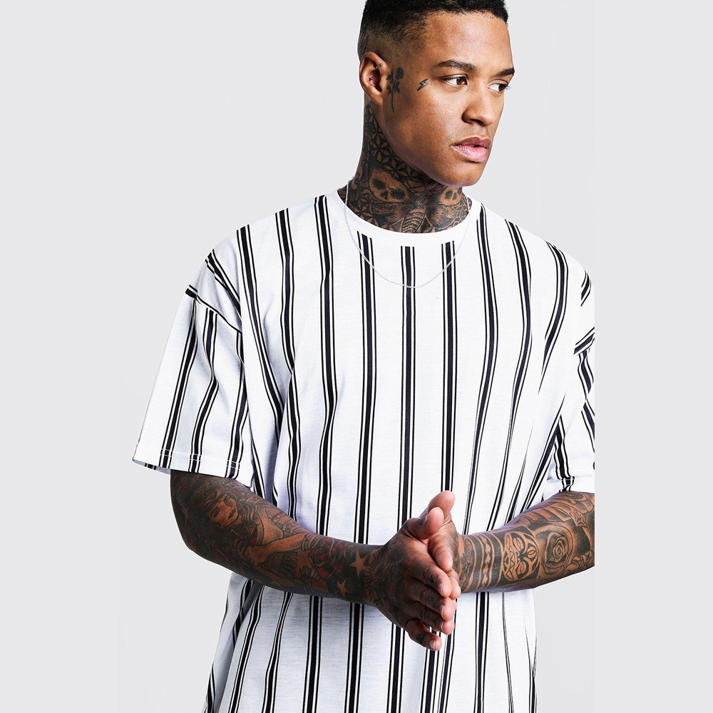 2024新款厂家 跨境3DT恤 休闲 男装T恤 短袖3D印花T恤 简约条纹-阿里巴巴