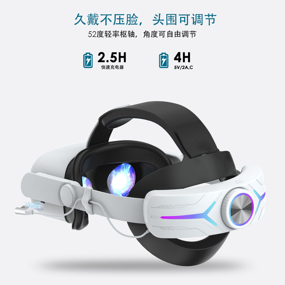 新款Oculus quest2头戴RGB电竟款调节头戴8000毫安VR头戴VR配件-阿里巴巴
