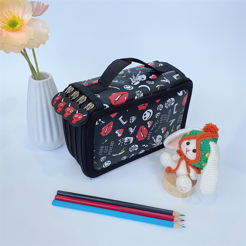 新款72色笔袋学生大容量铅笔袋美术绘画收纳包文具盒笔帘亚马逊-阿里巴巴