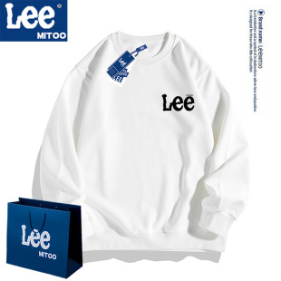 Lee联名潮牌卫衣男2024秋季新款ins潮流圆领宽松纯棉加绒情侣外套-阿里巴巴