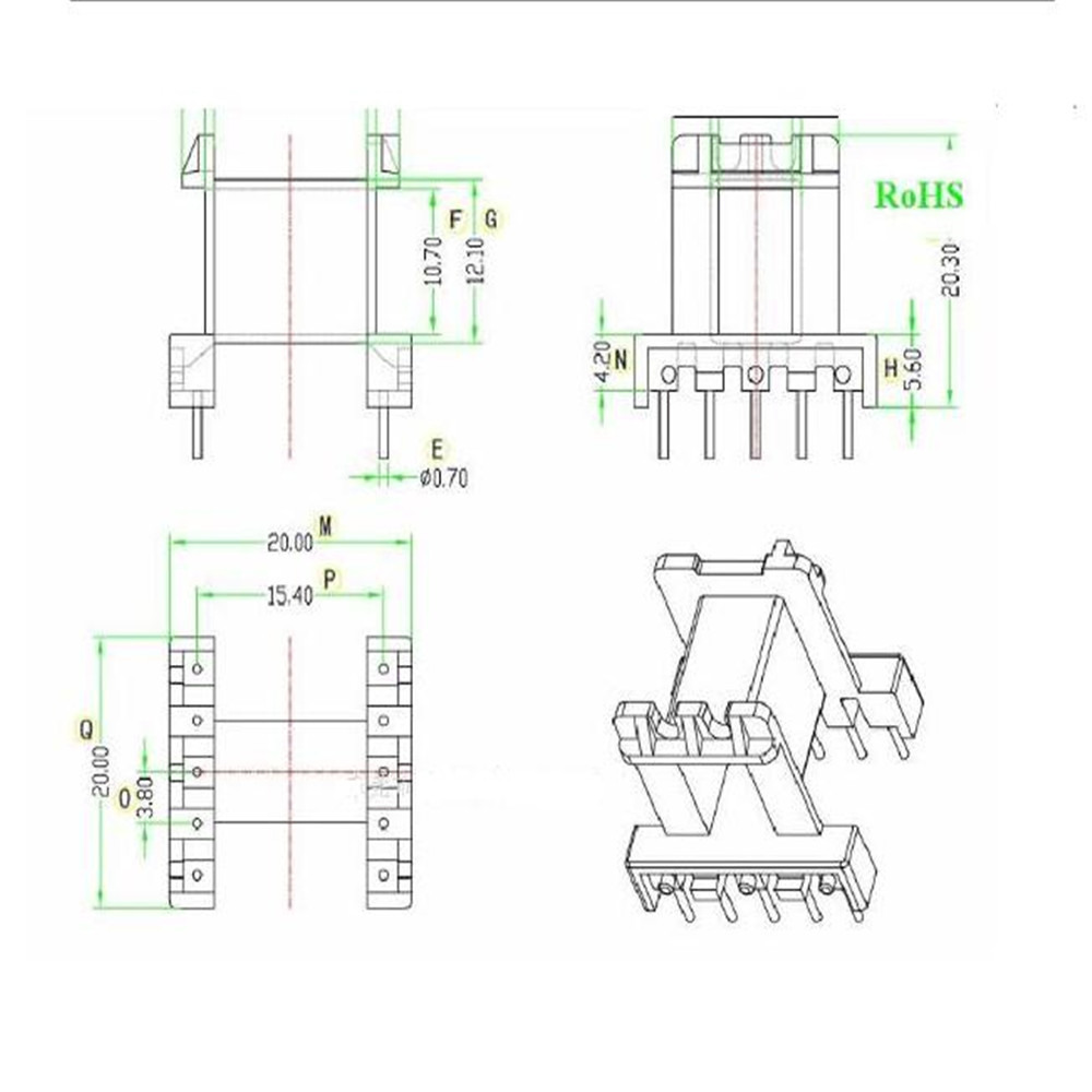 EE20变压器骨架EE20电木骨架EE20 EF20加宽卧式单槽骨架BOBBIN5+5-阿里巴巴
